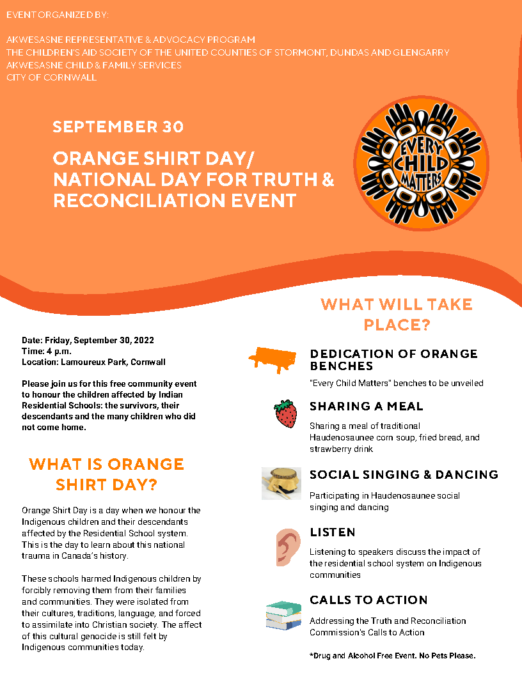 Orange Shirt Day / National Day For Truth & Reconciliation Event ...
